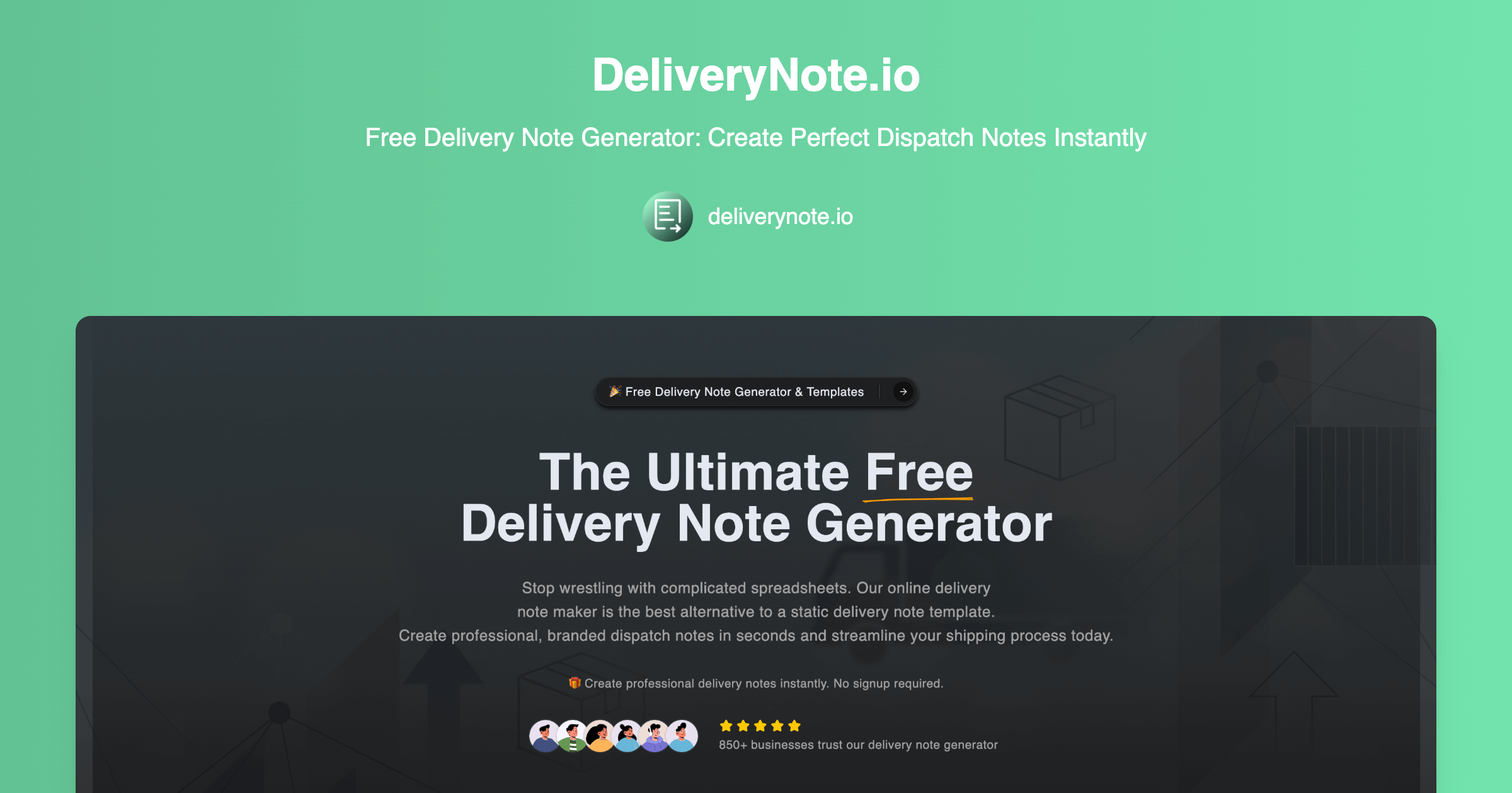 DeliveryNote.io - Free Delivery Note Generator